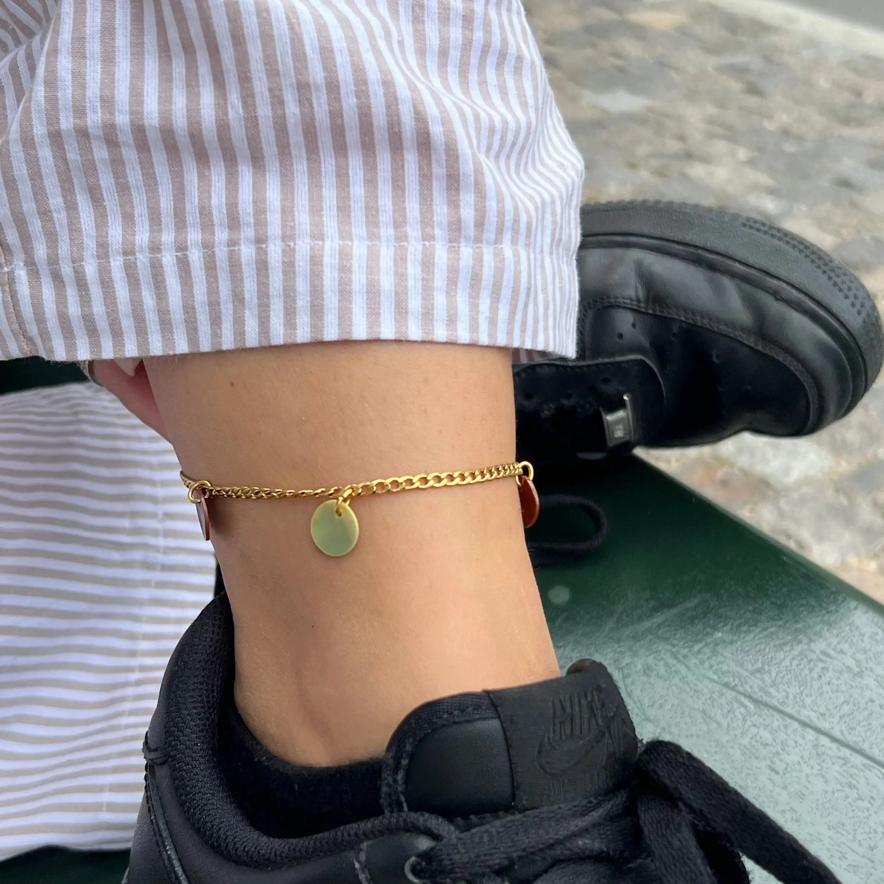 ankelkæde, panser facet, muslinger, forgyldt stål, 21-24cm - Ankelkæde ...